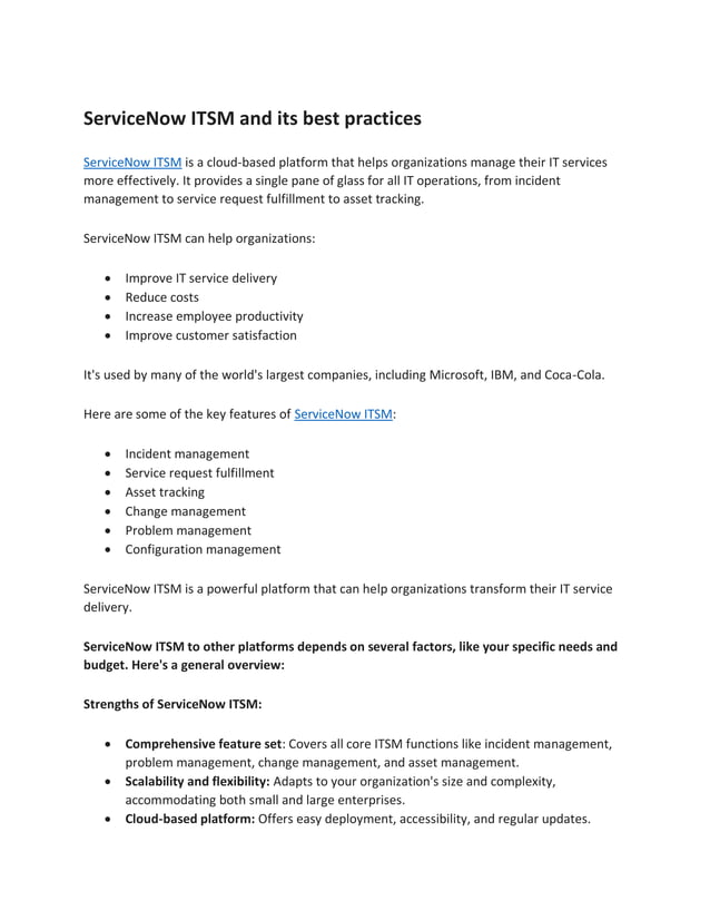 ServiceNow ITSM and its best practices.pdf