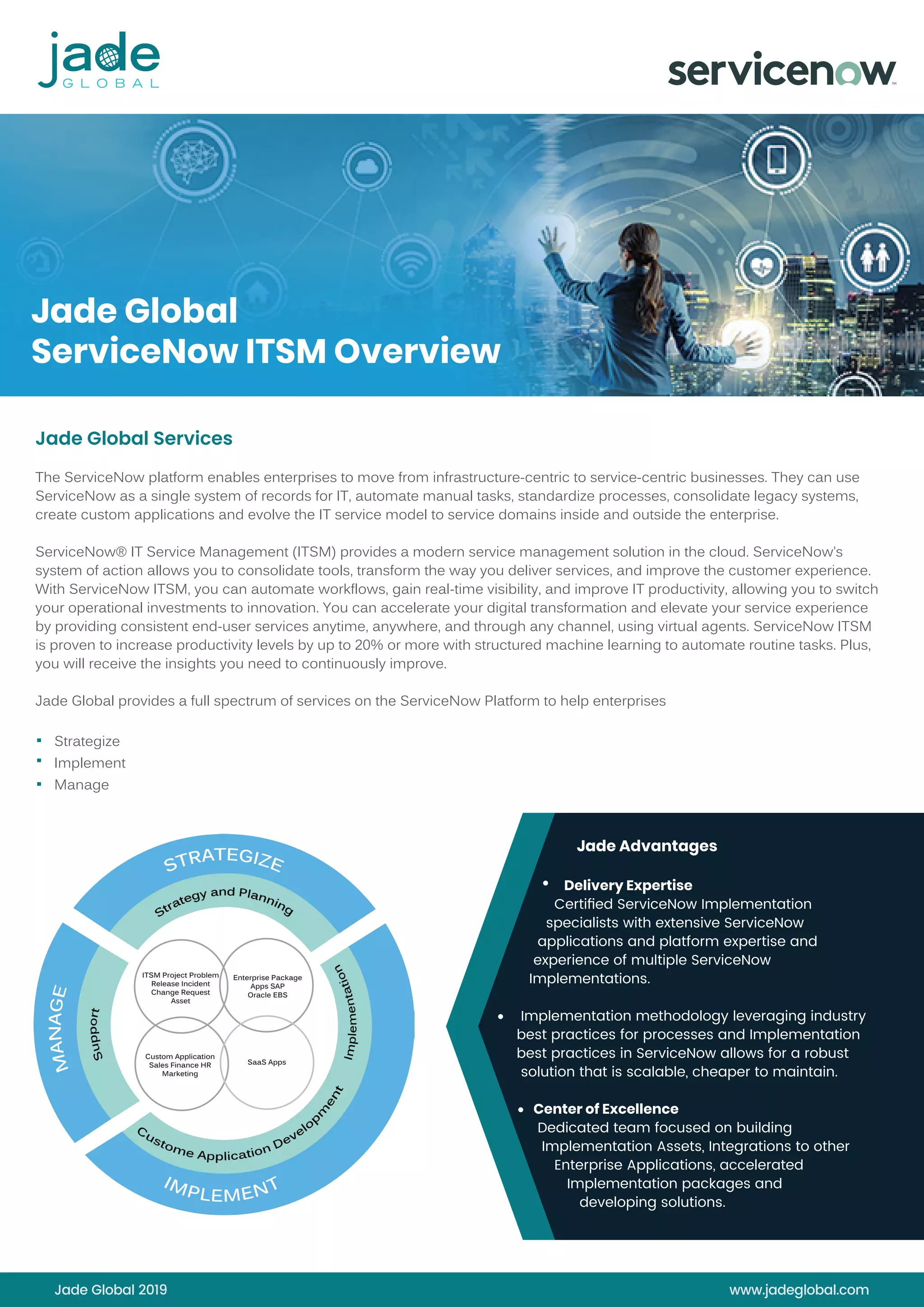 Jade Global - ServiceNow ITSM Overview | PDF