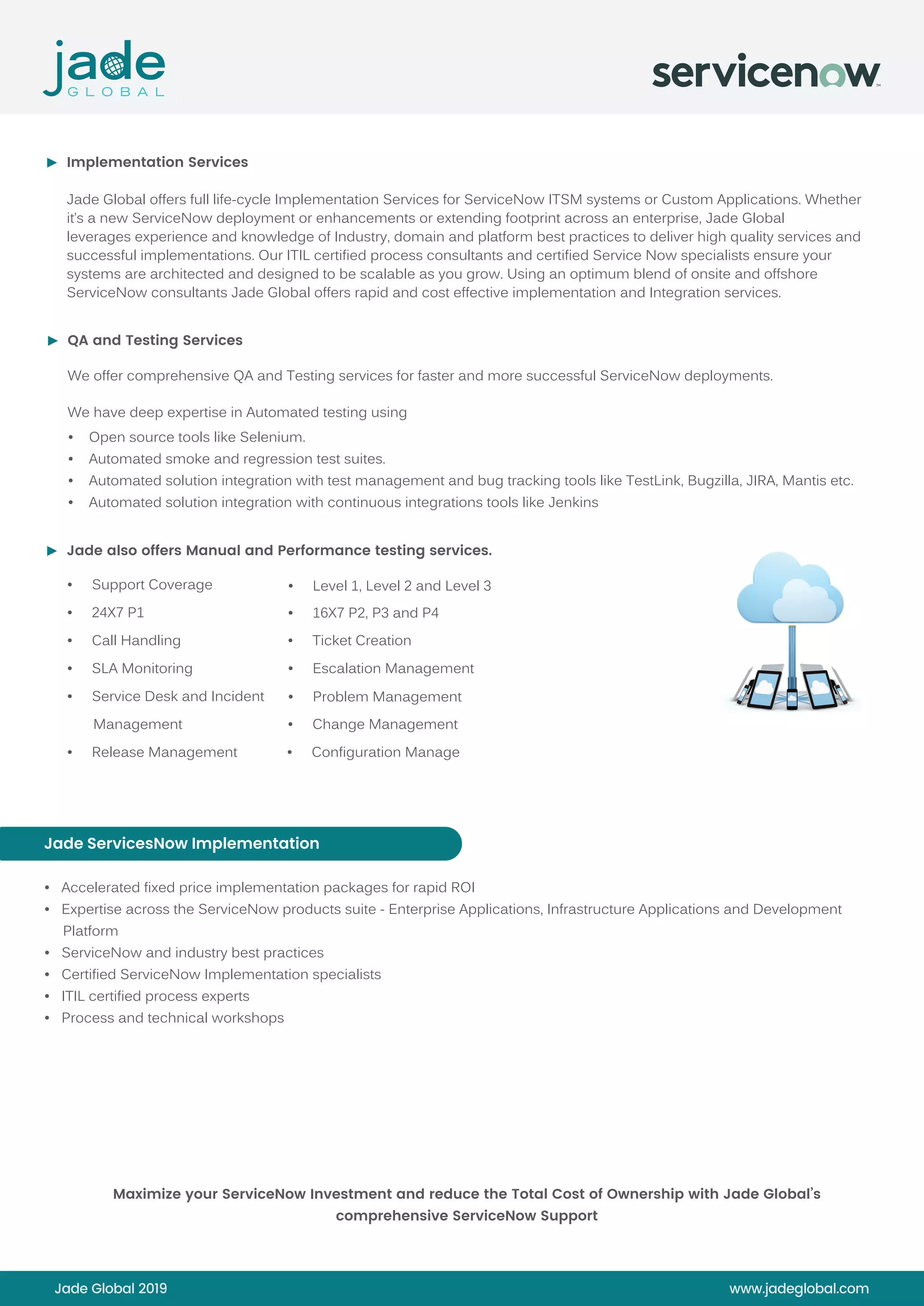 Jade Global - ServiceNow ITSM Overview | PDF