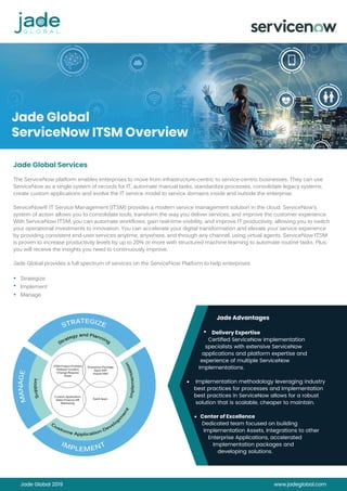 Jade Global - ServiceNow ITSM Overview | PDF