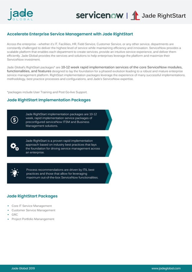 Jade Global - ServiceNow ITSM Overview | PDF