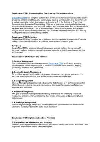 ServiceNow ITSM Uncovering Best Practices for Efficient Operations.pdf ...