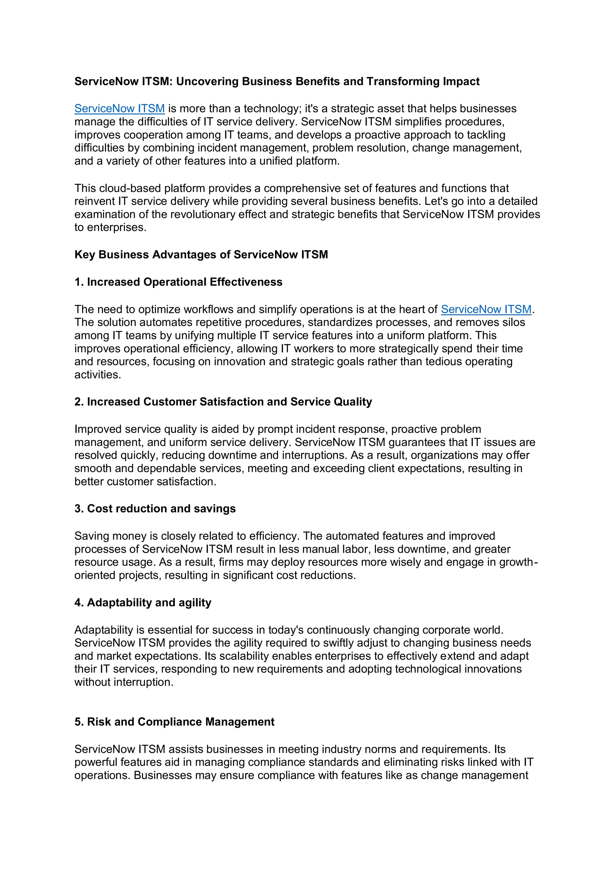 ServiceNow ITSM Uncovering Business Benefits and Transforming Impact.pdf