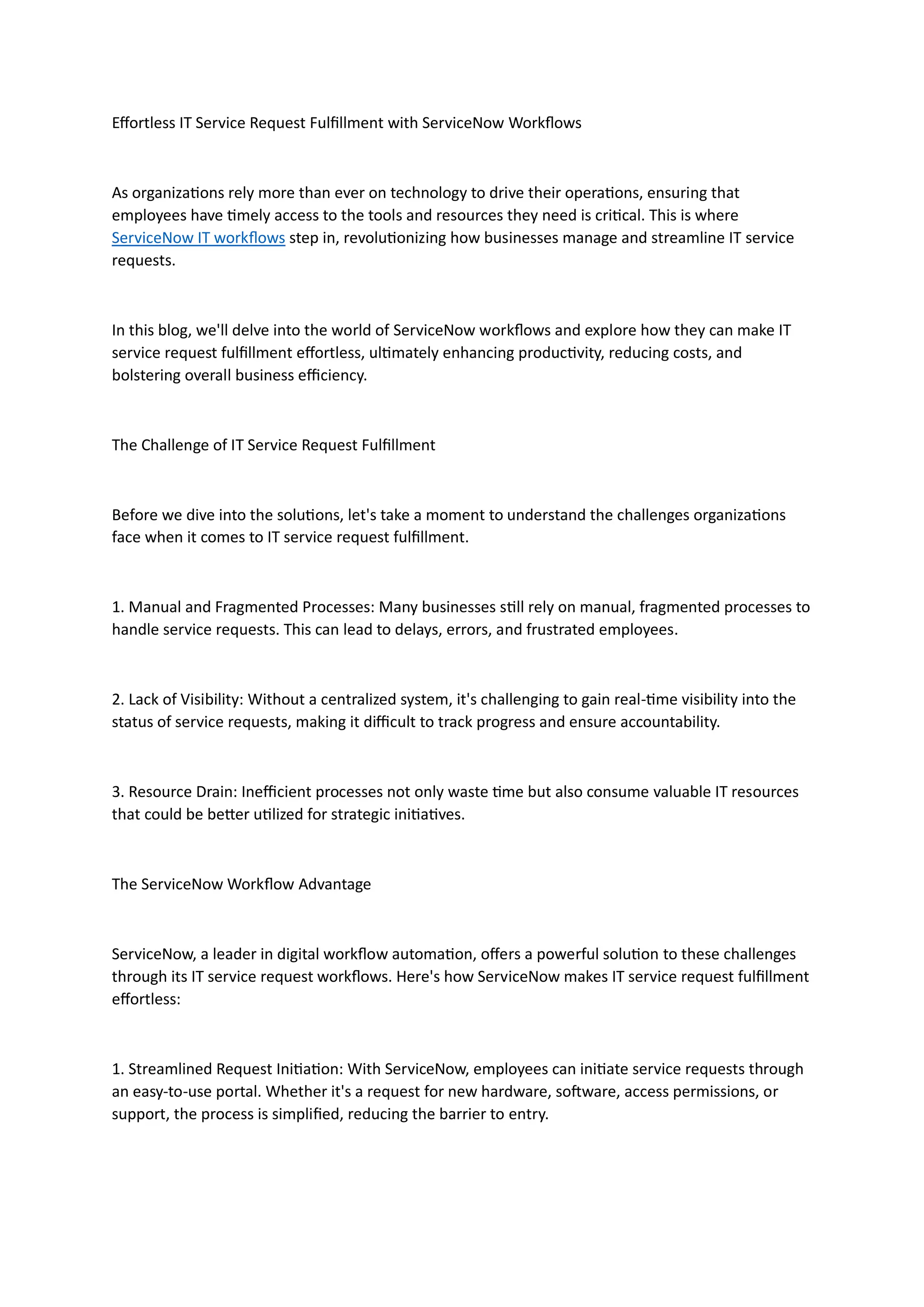 Effortless IT Service Request Fulfillment with ServiceNow Workflows ...