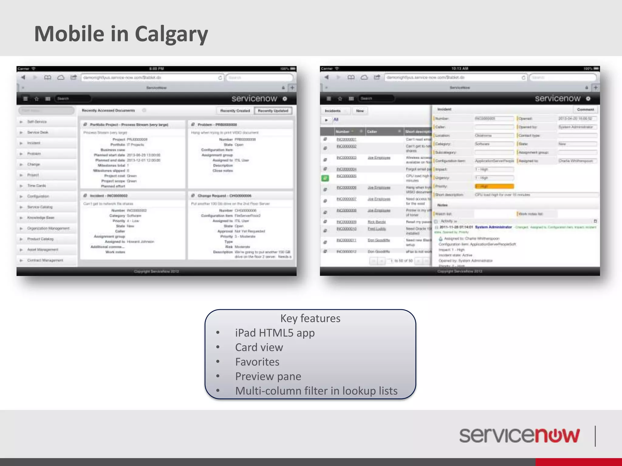 ServiceNow mobile roadmap December 2013 | PPTX