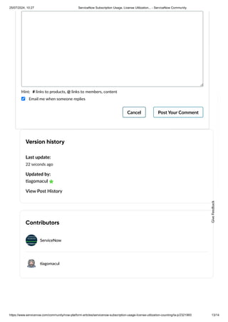 ServiceNow Subscription Usage, License Utilization, Counting Licensed ...