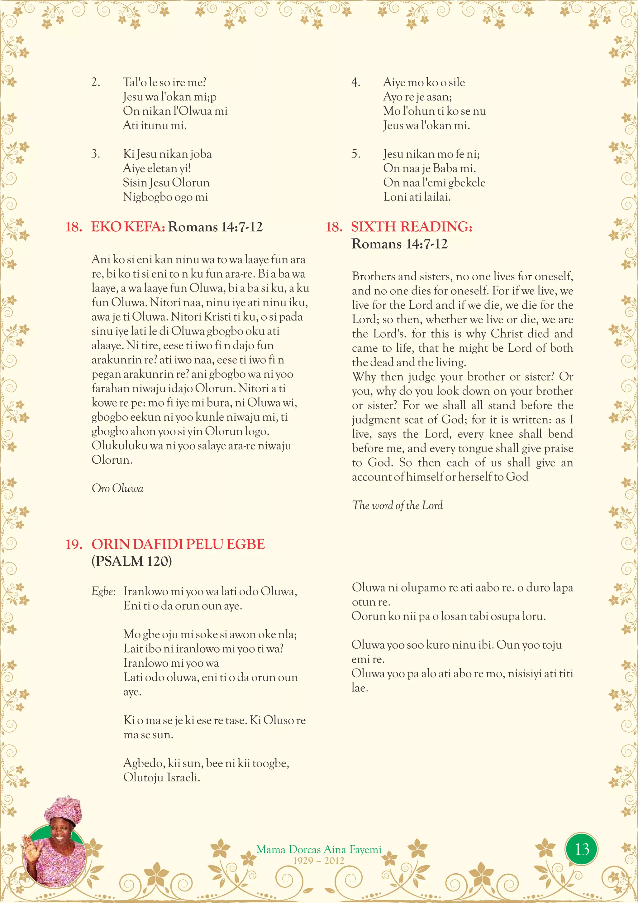 Service of songs programme | PDF