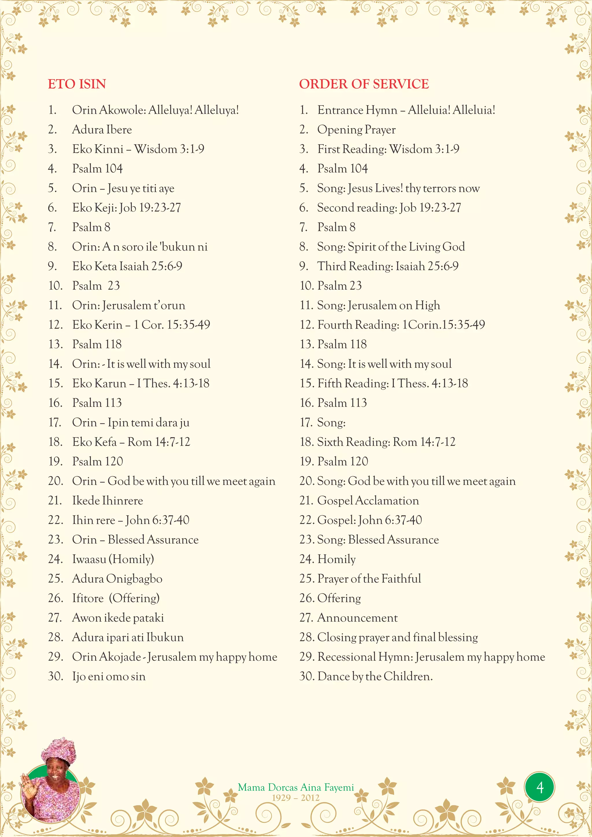 Service of songs programme | PDF