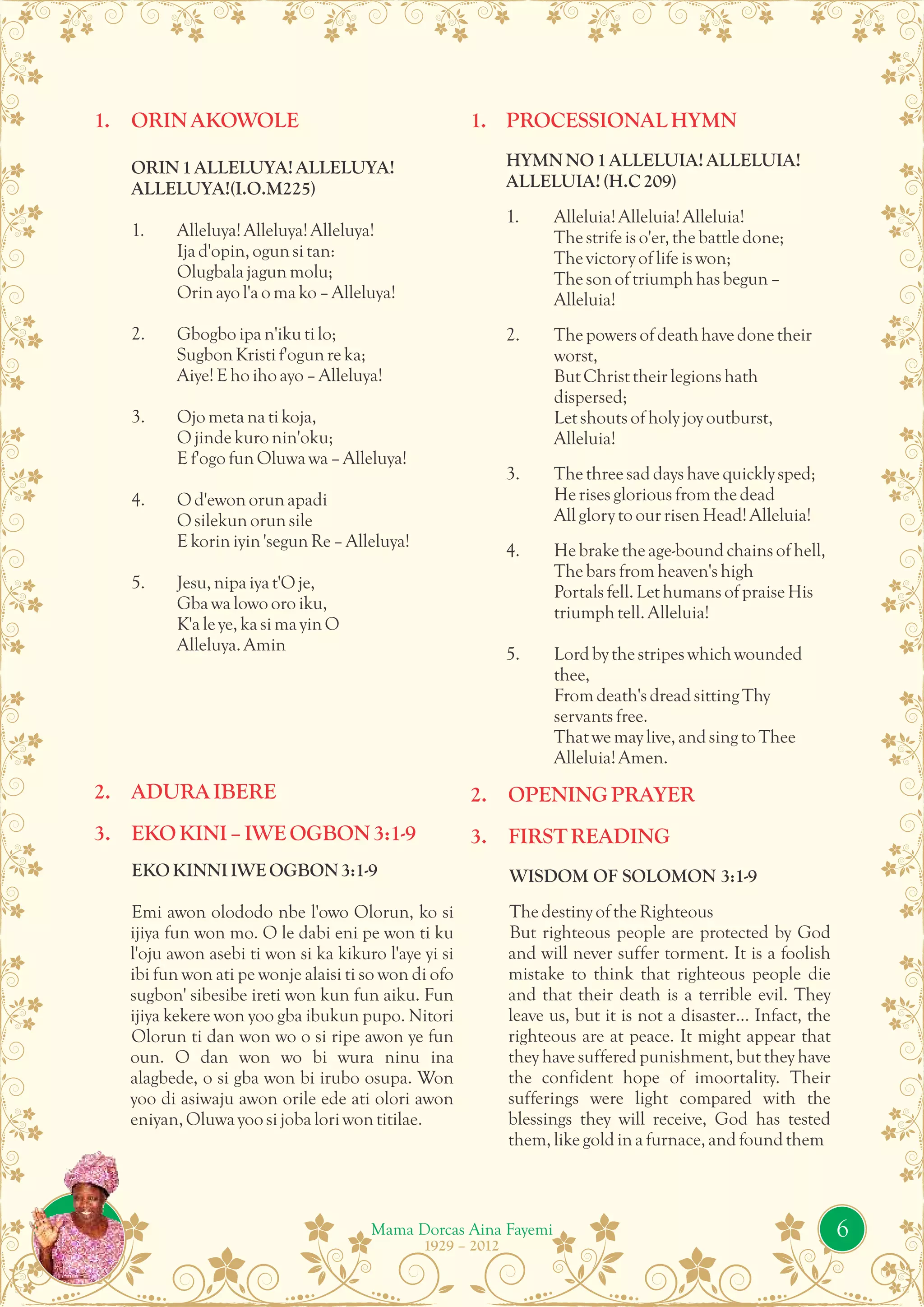 Service of songs programme | PDF