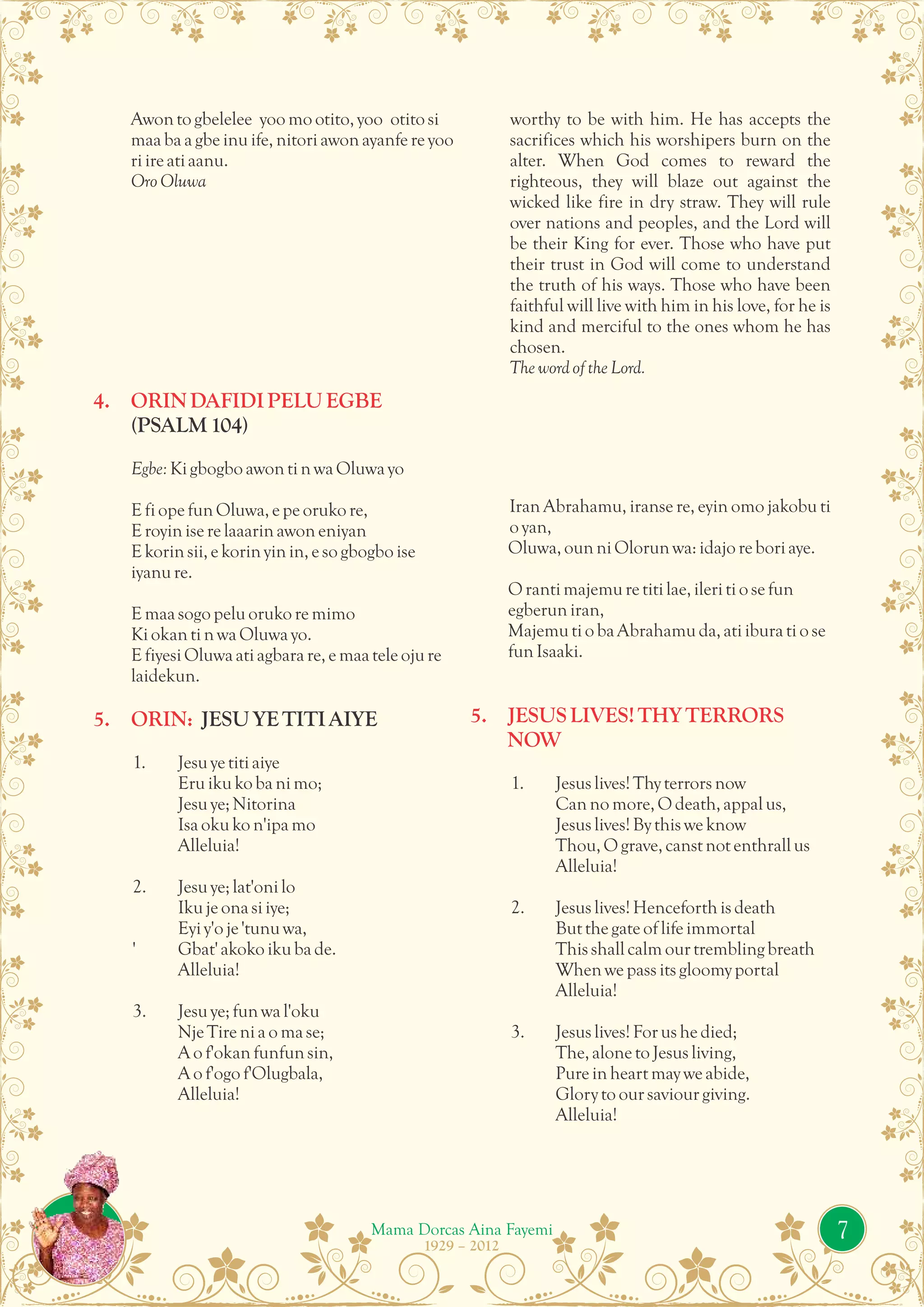 Service of songs programme | PDF