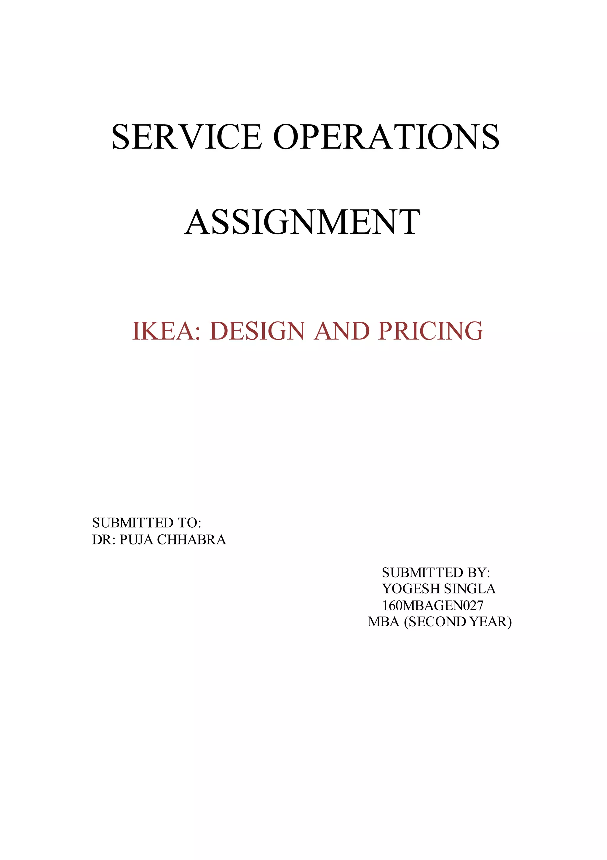 Assignment on Case- IKEA: DESIGN AND PRICING | DOCX