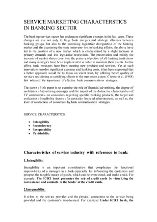 SERVICE MARKETING CHARACTERSTICS IN BANKING SECTOR | DOCX