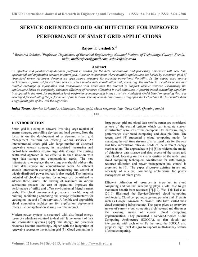 Service oriented cloud architecture for improved performance of smart grid applications | PDF ...
