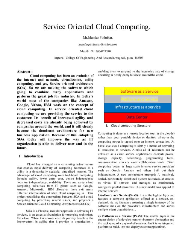 Service oriented cloud computing | PDF