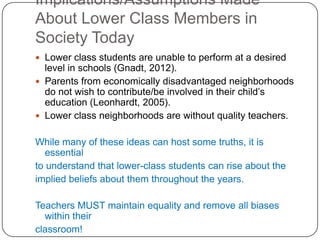 AFFECTS SOCIAL CLASS HAS ON STUDENTS AND THE IMPORTANCE OF QUALITY ...