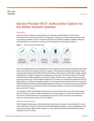Service Provider Wi-Fi: Authorization Options for the Mobile Network Operator | PDF | Computer ...