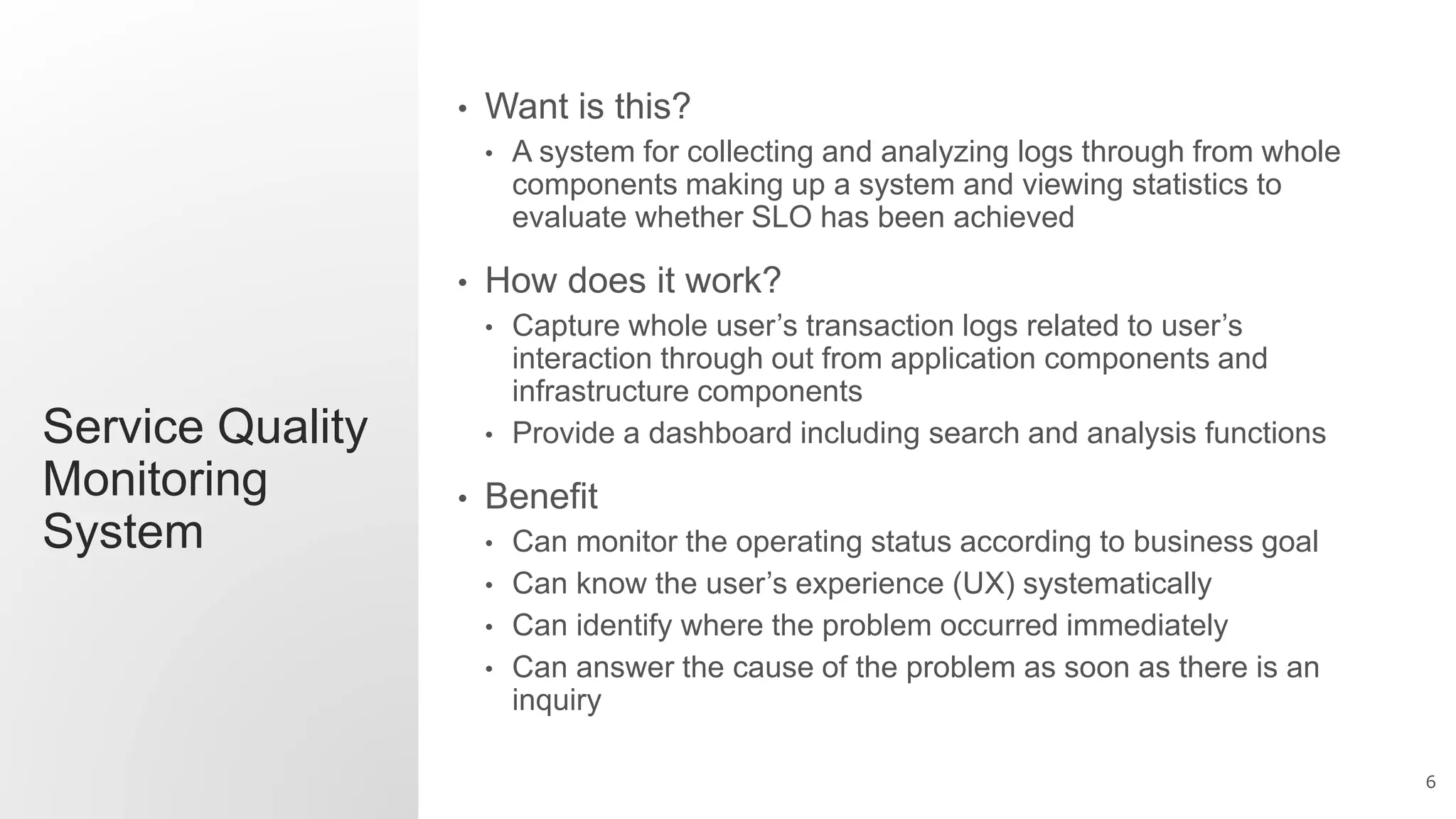 Service quality monitoring system architecture | PPT