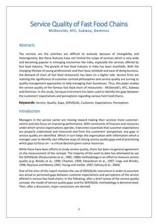 Service quality of fast food chains | PDF