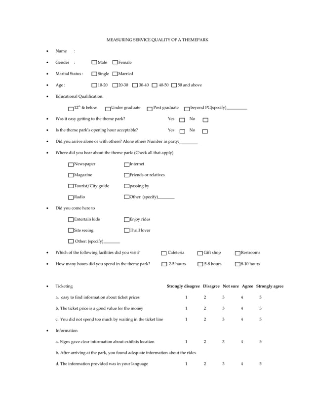 Sample Questionnaire - service | DOC