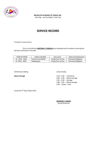 Service record | DOCX