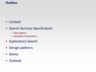Exploratory Search upon Semantically Described Web Data Sources: Service registration and ...