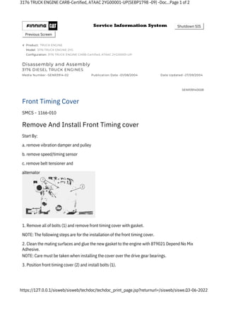 3176 CATERPILLAR TRUCK ENGINE SERVICE REPAIR MANUAL 2YG - PDF DOWNLOAD | PDF