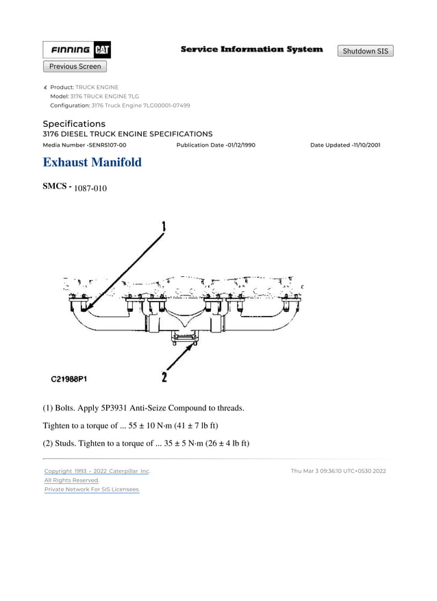 3176 CATERPILLAR ENGINE SERVICE REPAIR MANUAL S7LG - PDF DOWNLOAD | PDF ...