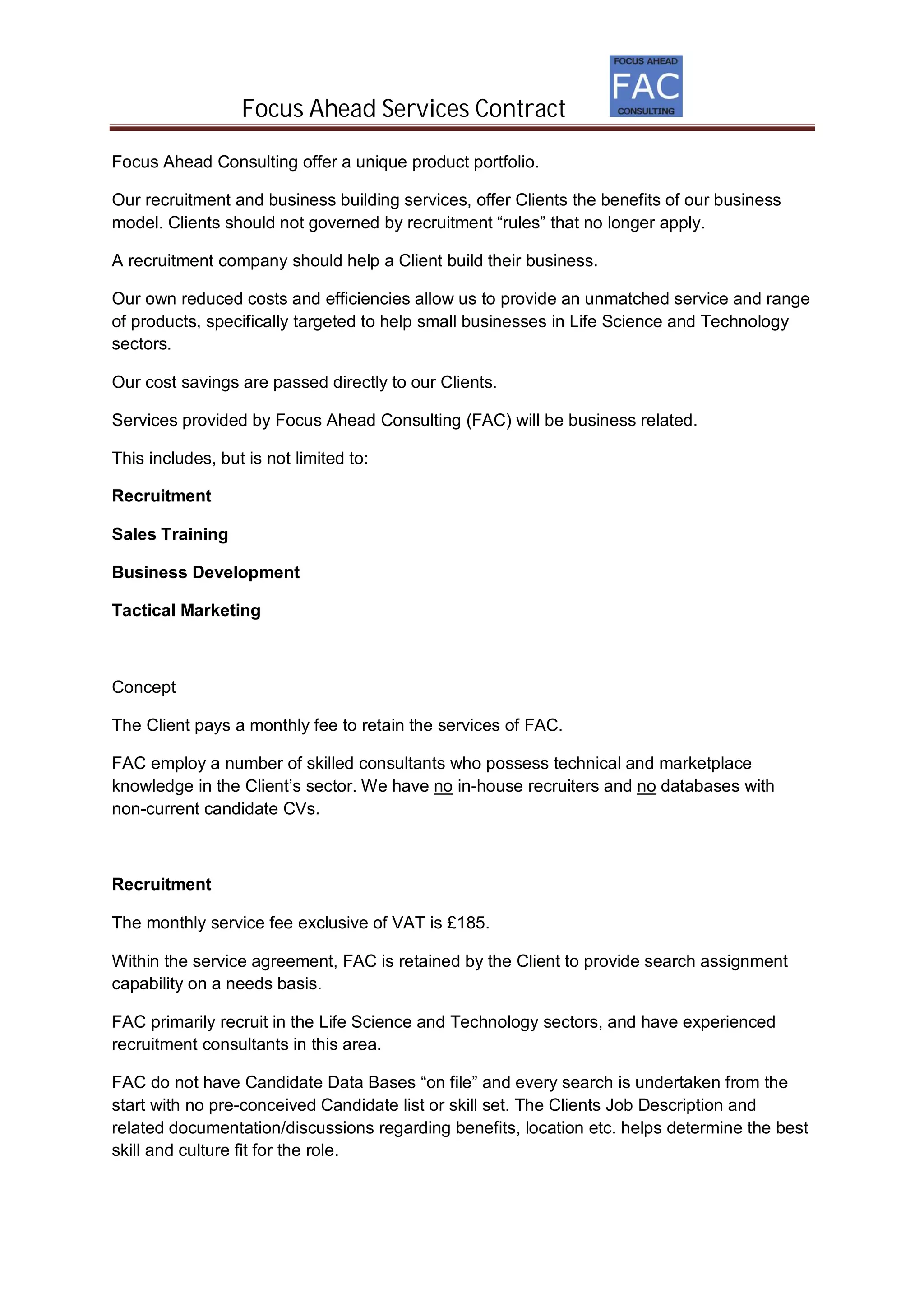 Services By Fac for Clients | PDF