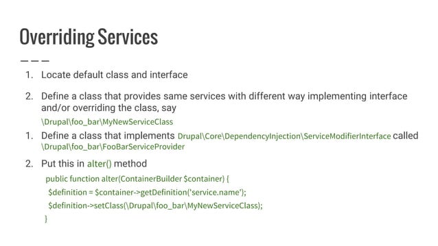 Services, dependency injection and containers | PPT