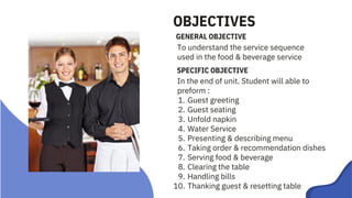 Service sequnce training for restaurant server | PDF