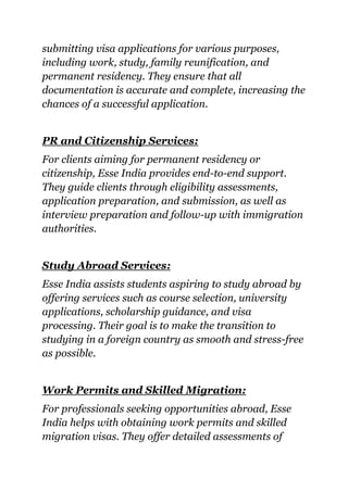 Services Of Esseindia Immigration.pdf Consultant | PDF