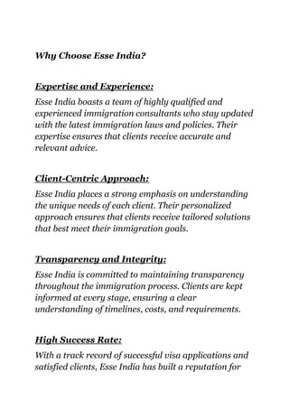 Services Of Esseindia Immigration.pdf Consultant | PDF
