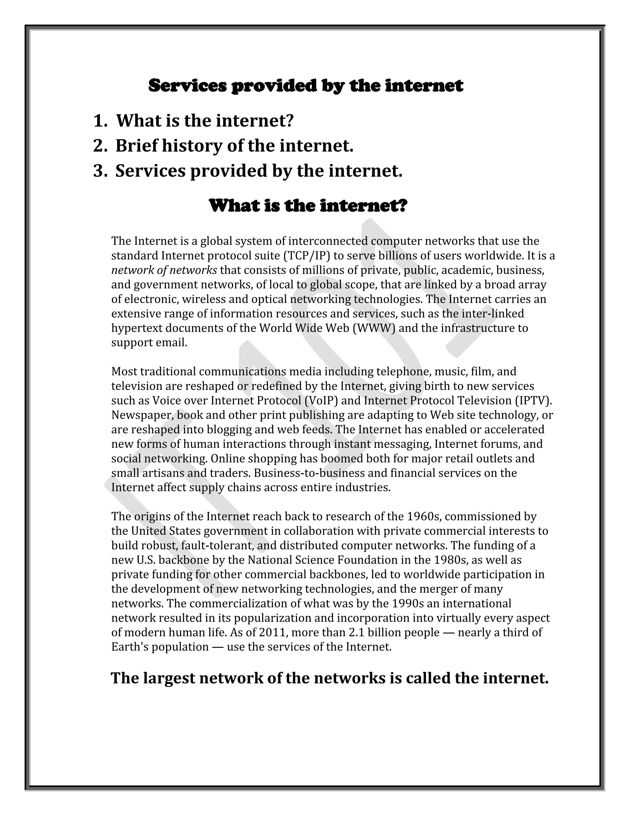 Services provided by the internet | DOCX