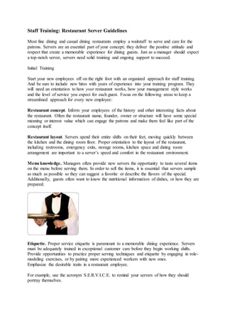 Service staff training program | DOCX