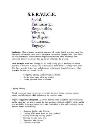 Service staff training program | DOCX