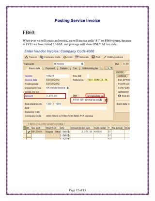 Service taxes india and SAP Configuration (TAXINN) | PDF | Business ...