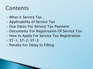 Service tax ppt | PPTX