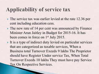 Service tax ppt | PPTX