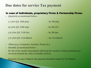 Service tax ppt | PPTX