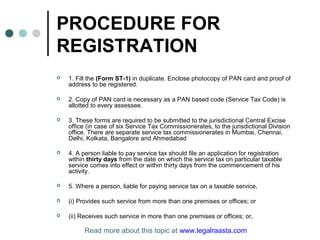 Service tax registration in india by legal raasta | PPT