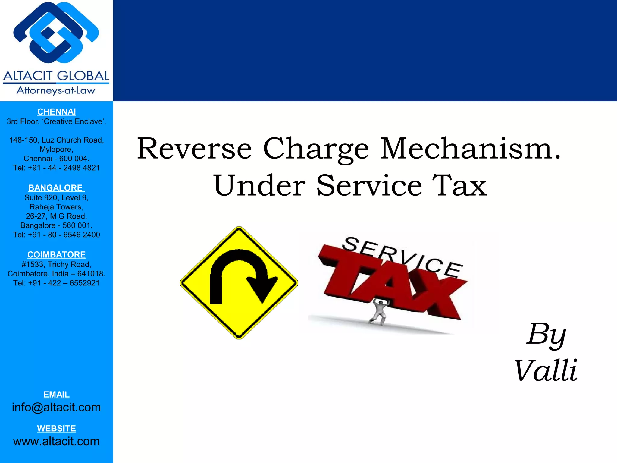 Service tax reverse charge mechanism | PPT