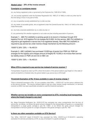 Service tax reverse charge on gta by anand bisht | PDF