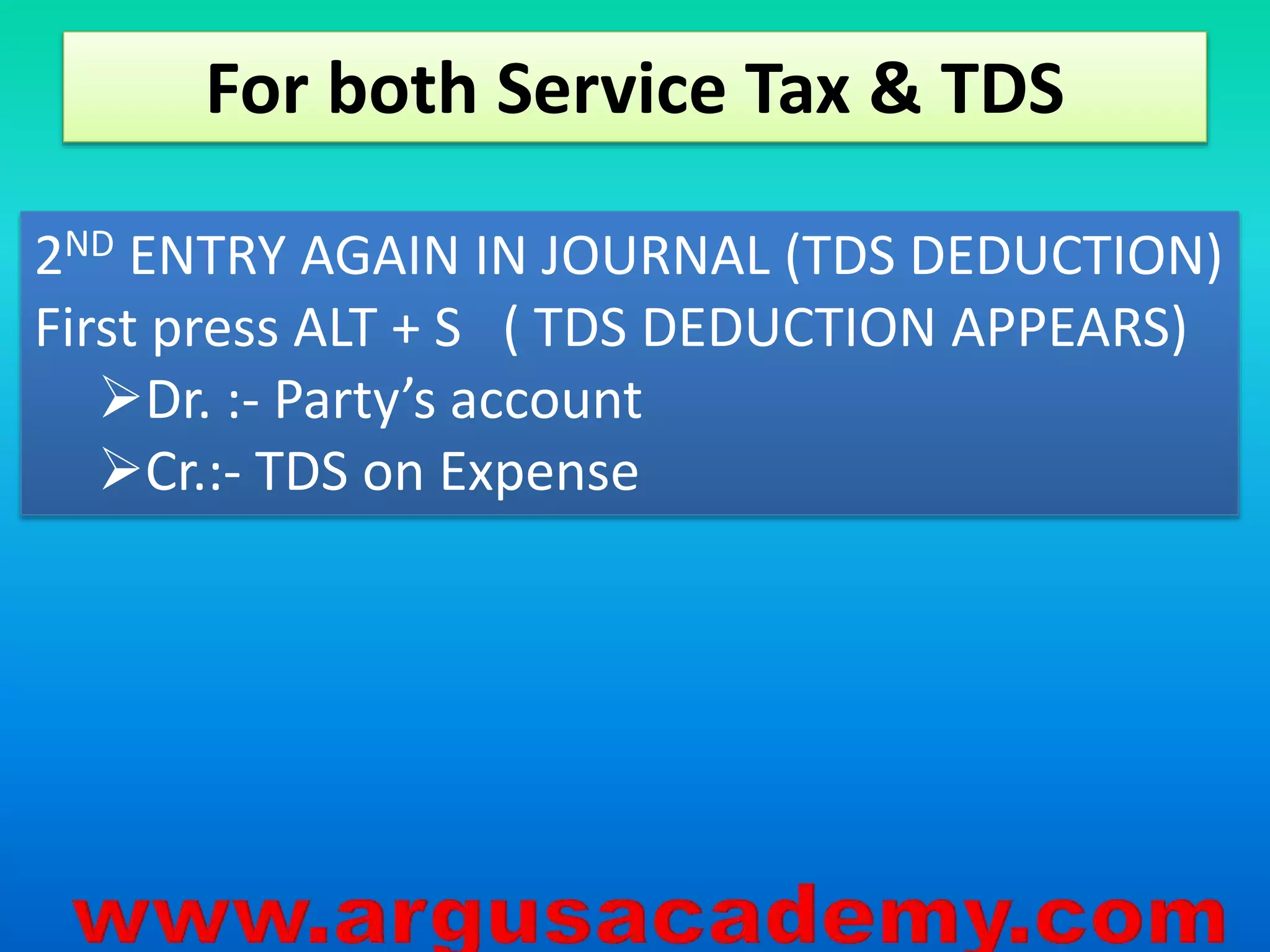 TALLY Service tax & tds ENTRY | PPSX