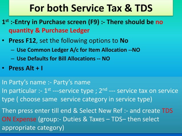 TALLY Service tax & tds ENTRY | PPT