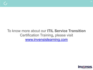 ITIL Intermediate Service Transition Course Preview | PPT