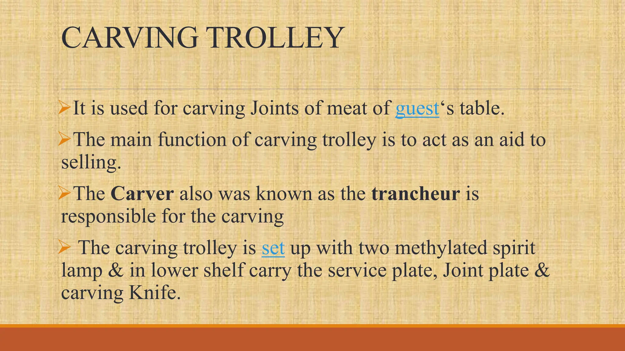 SERVICE TROLLEYS USED IN RESTAURANT SERVICE . | PPTX