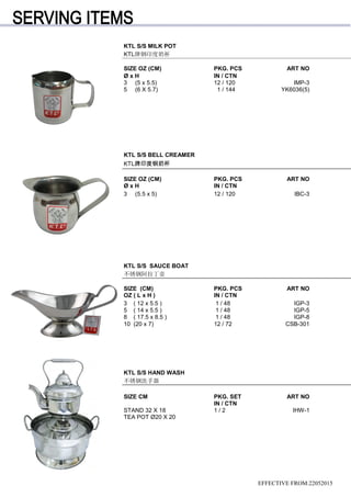 SERVICE UTENSIL, JUGS, KETTLES & PITCHERS | PDF
