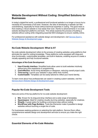 Website Development Without Coding: Simplified Solutions for Businesses ...