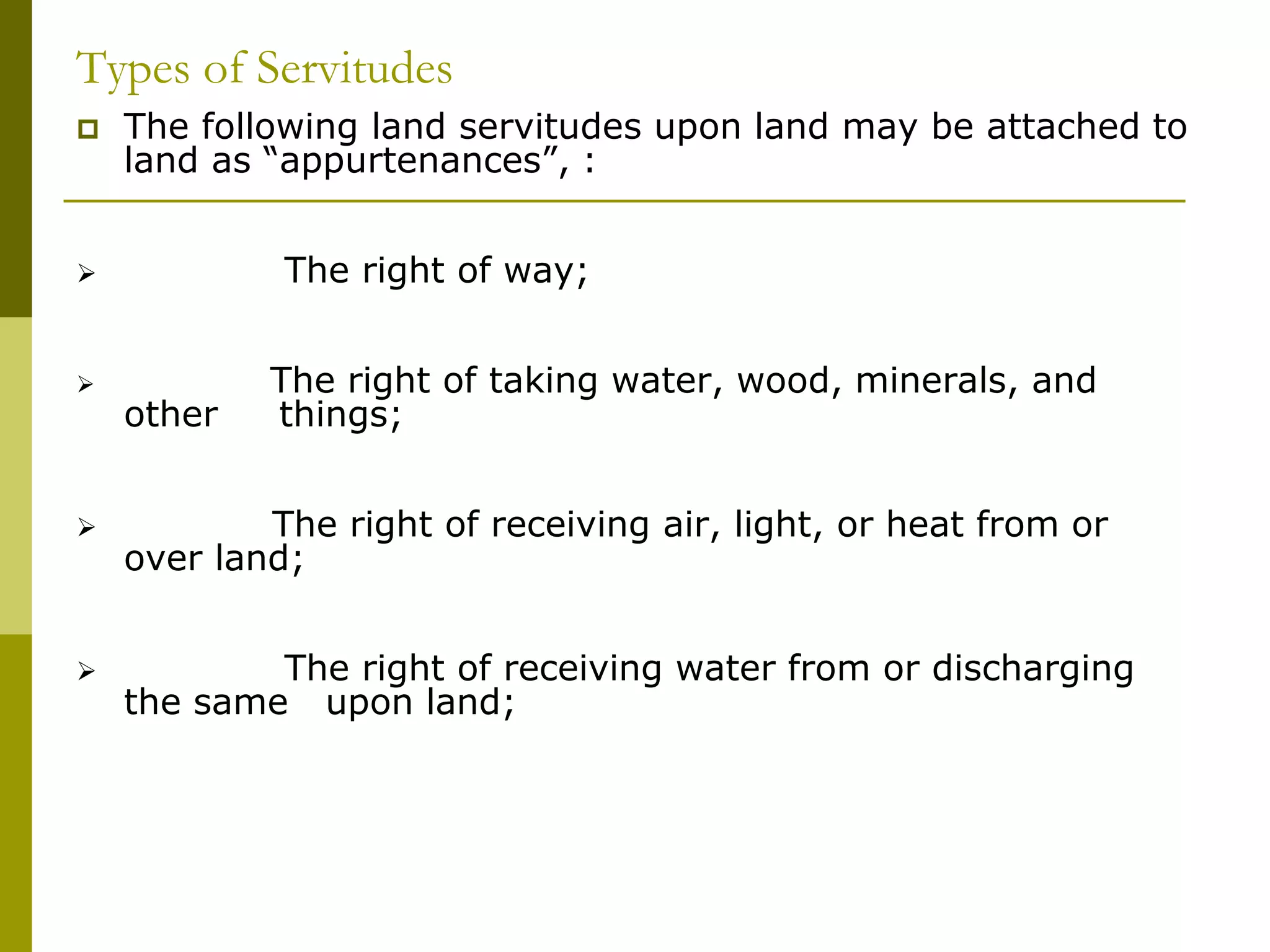 Servitudes on Immovable Property | PPT