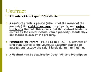 Servitudes on Immovable Property | PPT